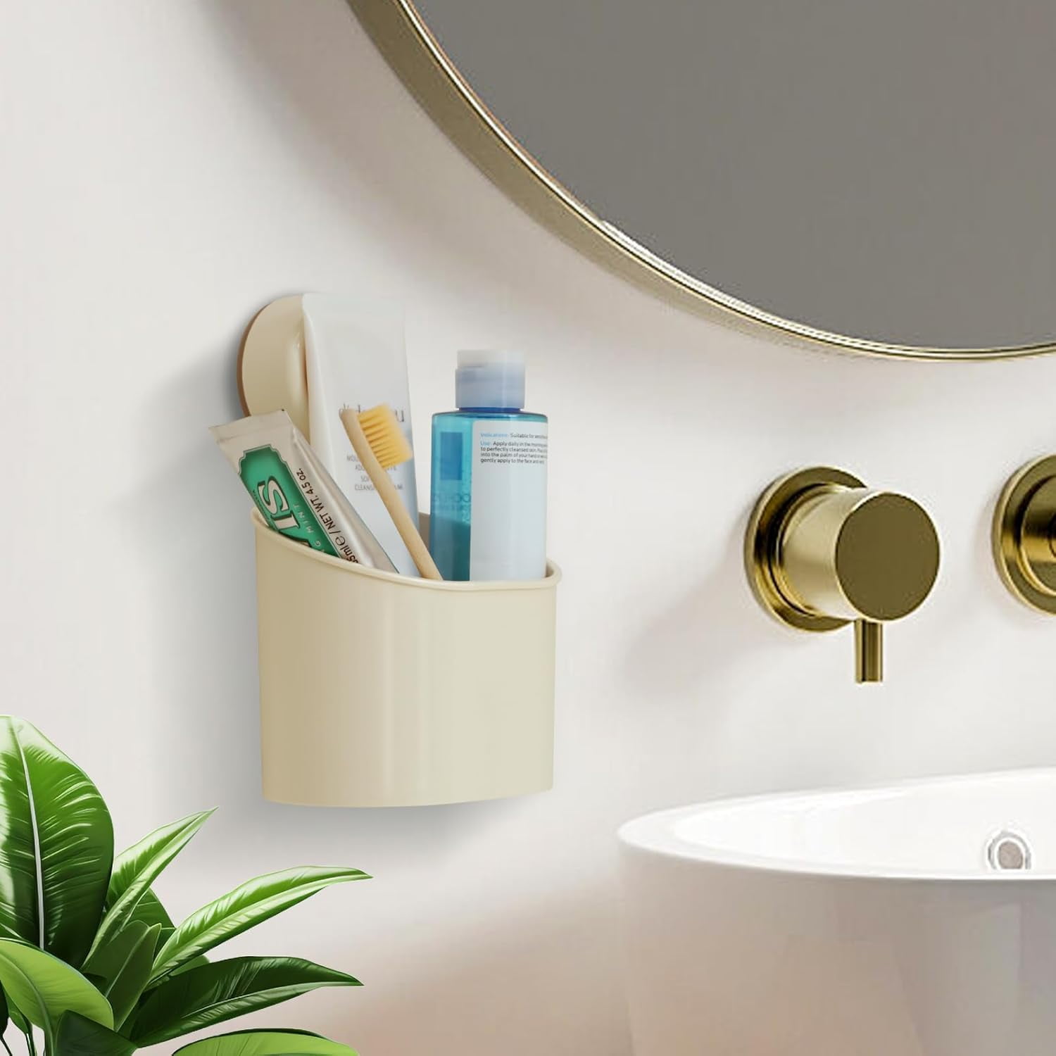 Suction Cup Toothbrush Holder with Drainage Holes - No Drill Wall Mount ...