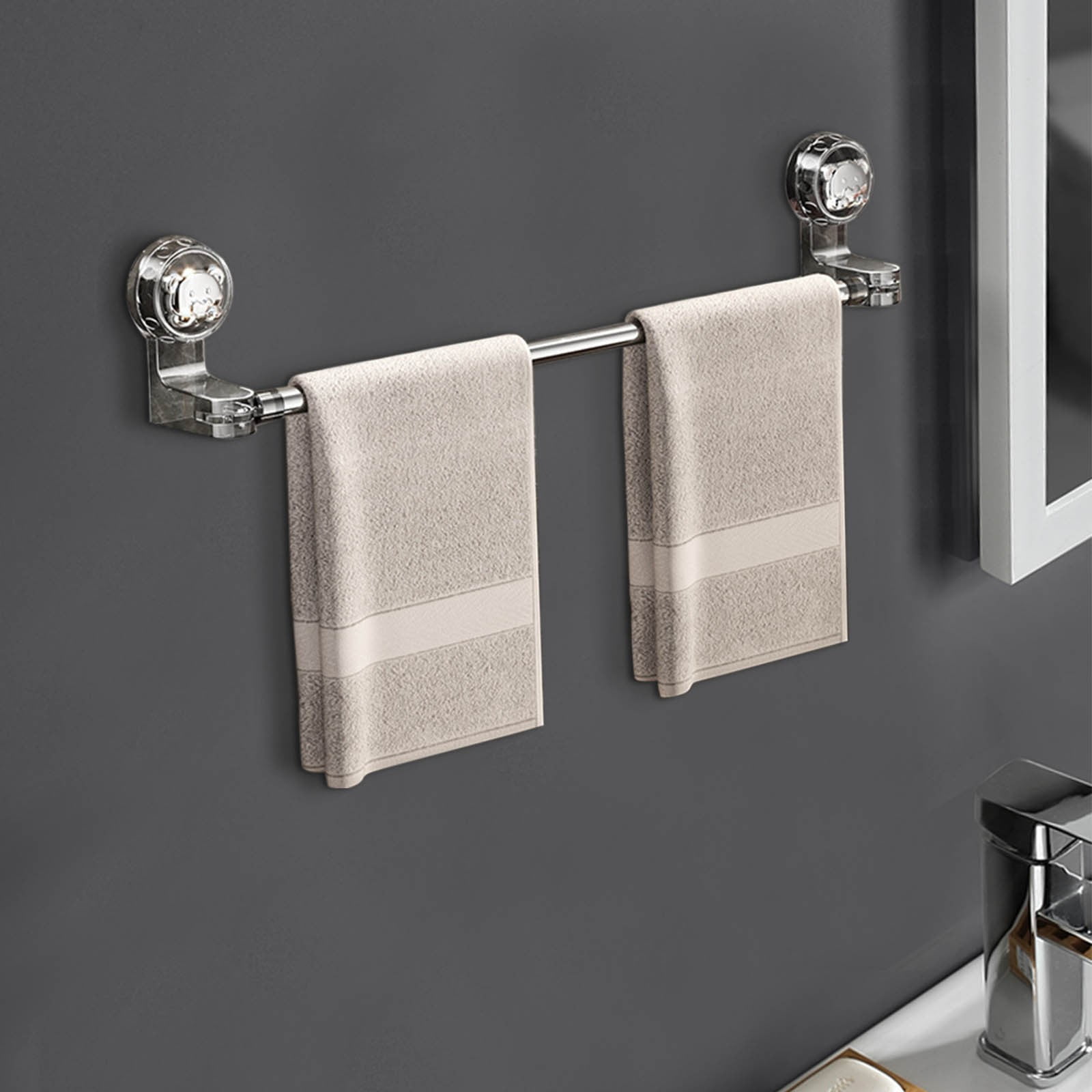 Suction Cup Towel Bar for Shower, 65cm-130cm Expandable Removeable ...