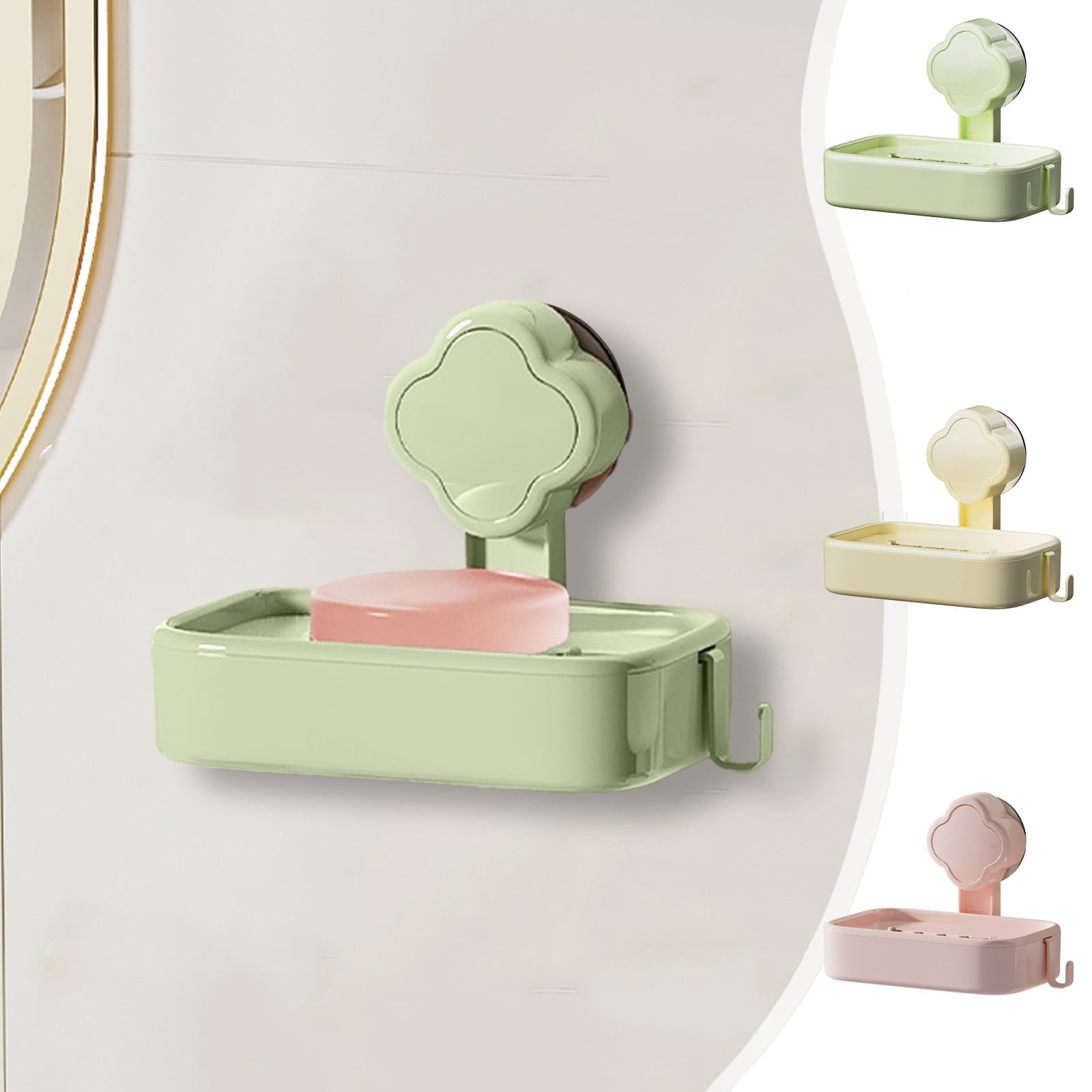Suction Cup Wall-Mounted Soap Rack with Multi-Layer Storage No Drilling ...
