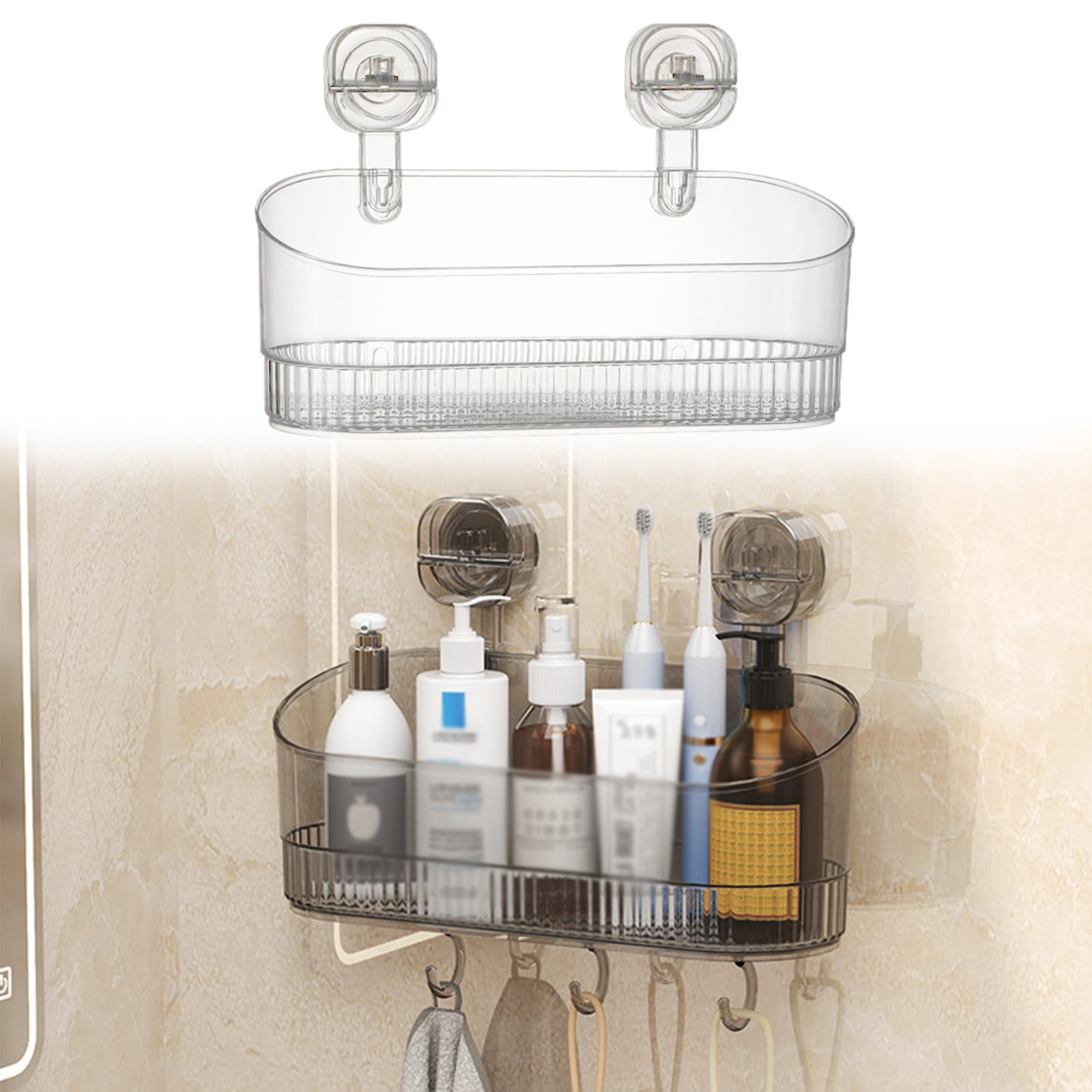 Suction Cup Wall Shelf For Bathroom No Drill Required Wall Mounted ...