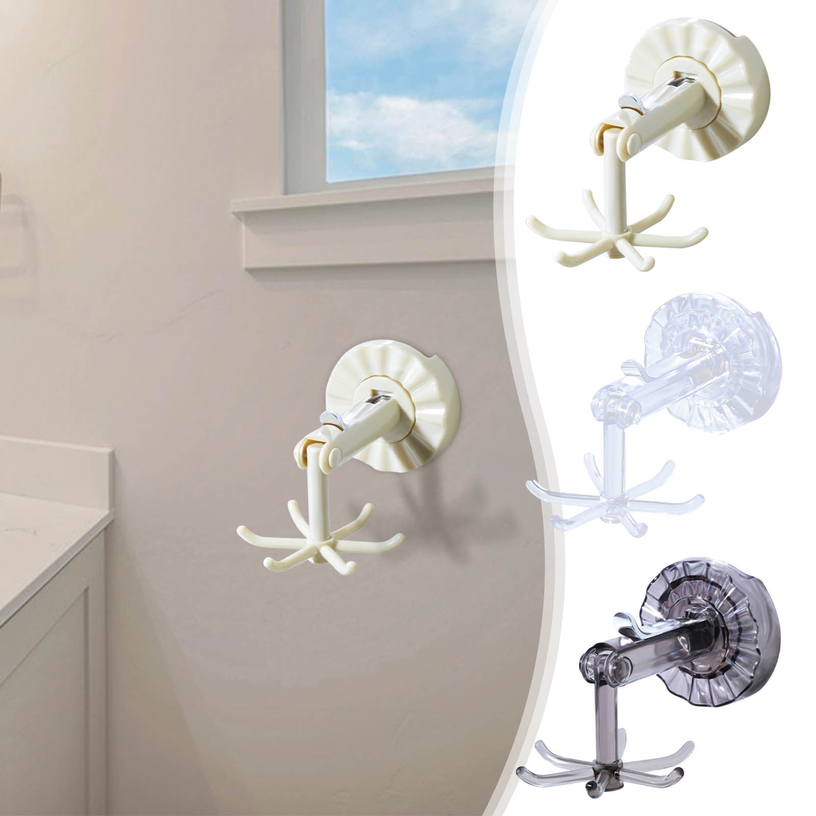 Suction Cup Wall Shelves,Rotatable Kitchen Bathroom Storage,Non-Marking ...