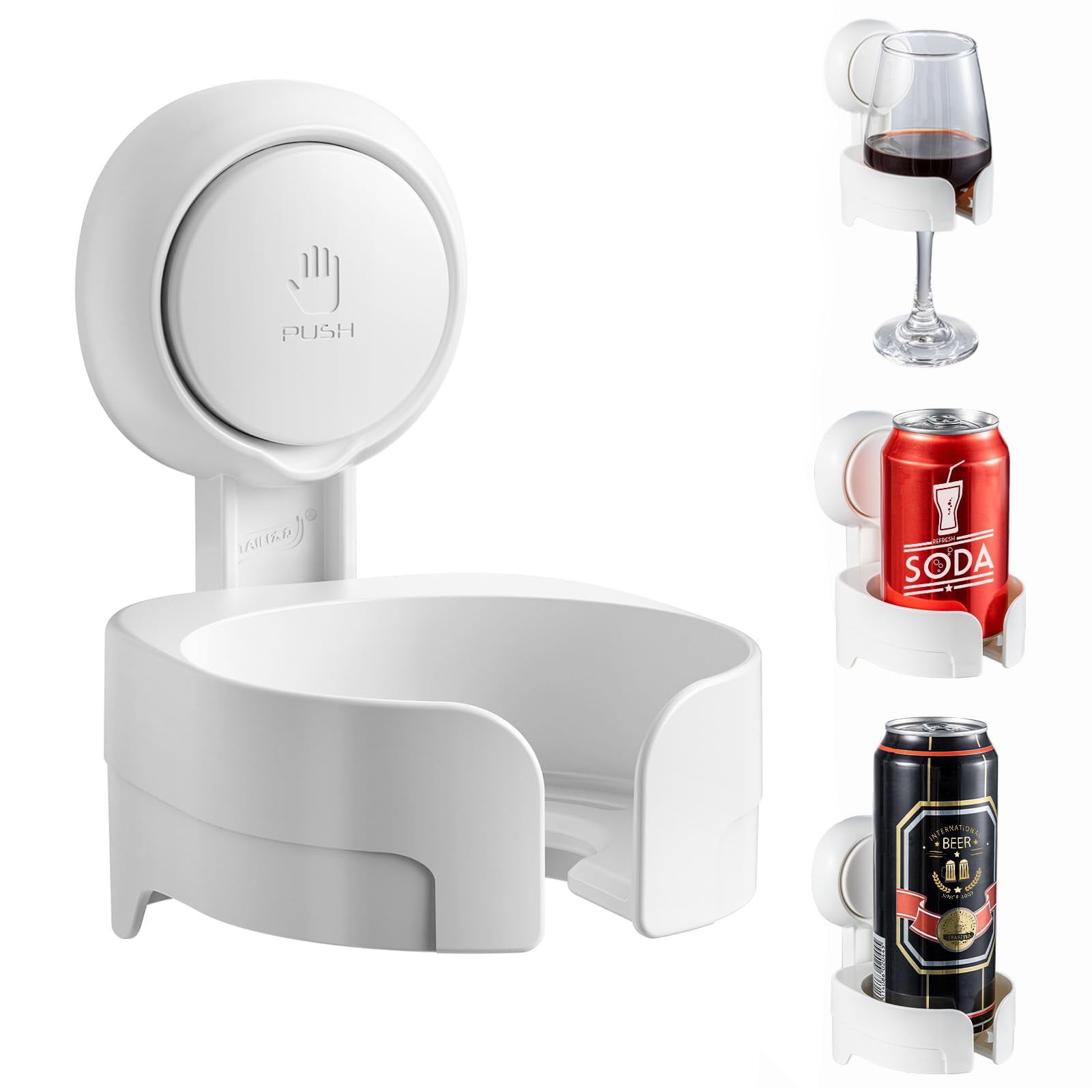 Suction Cup Wine Glass Holder for Shower, Removable Wall-Mounted Bath ...
