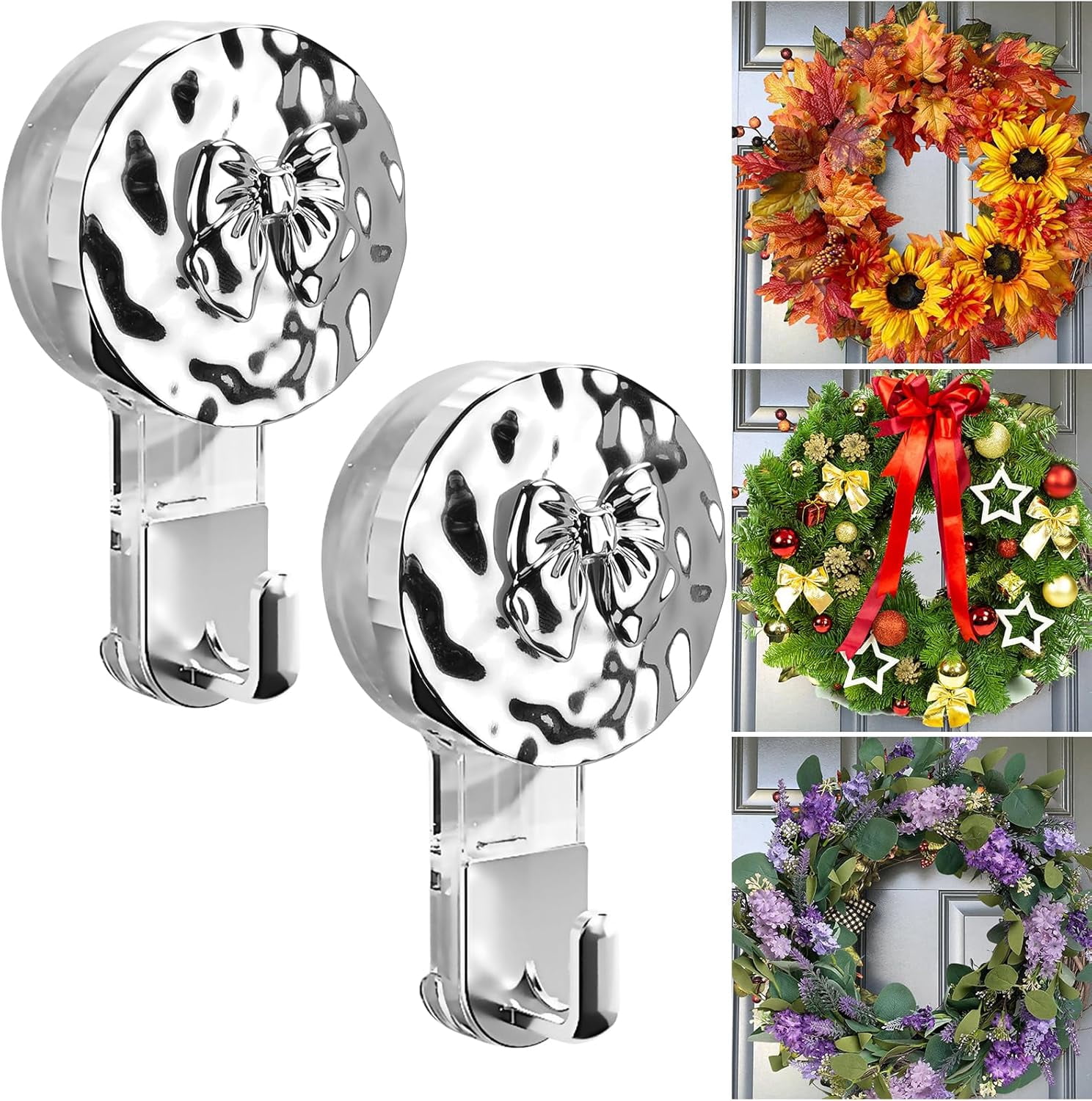 Suction Cup Wreath Hanger for Front Door,2 PCS Strong Large Heavy Duty ...
