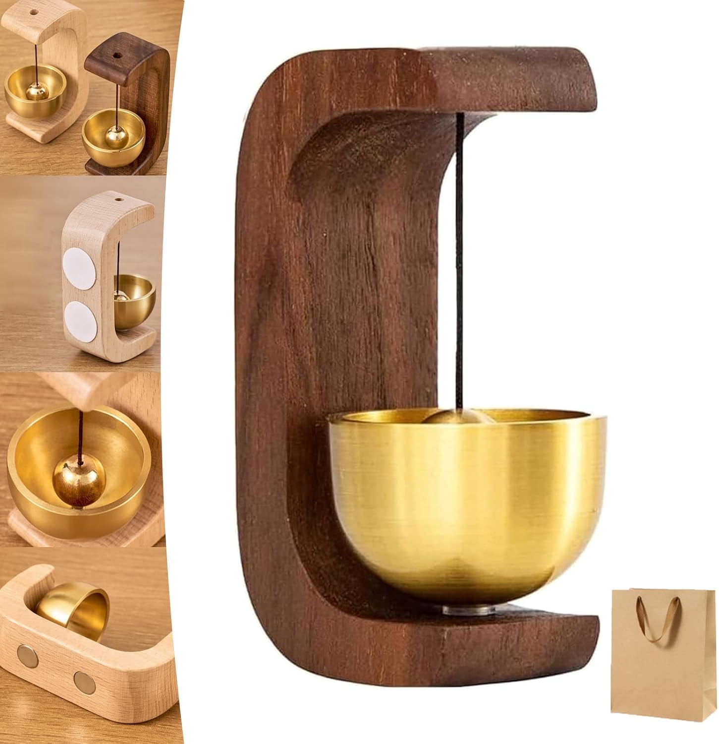 Suction Door Type Solid Wood Wind Chime, Brass Style Magnetic Door ...