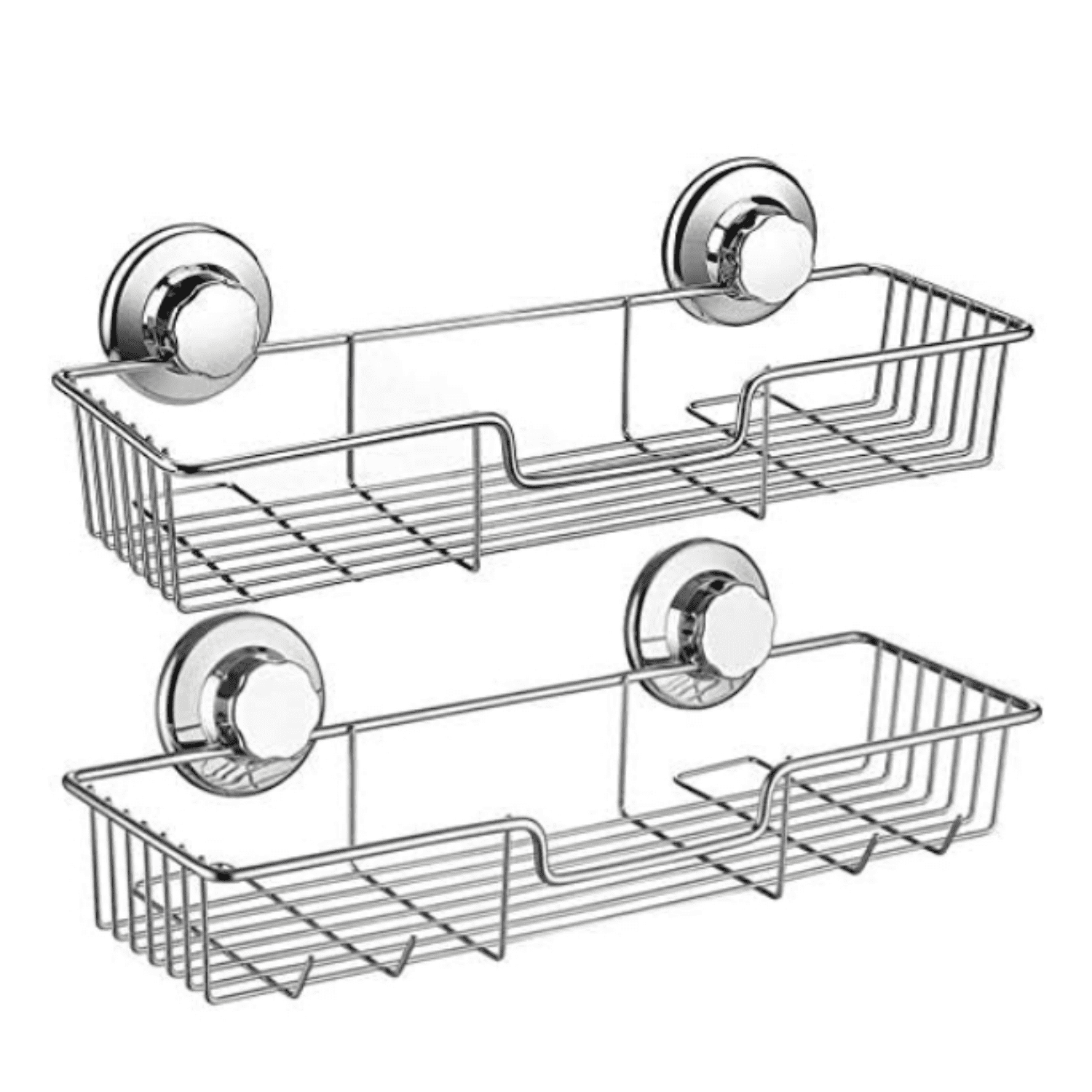 Suction Shower Caddy, Shower Shelf Basket with Hooks, Wall Mounted ...
