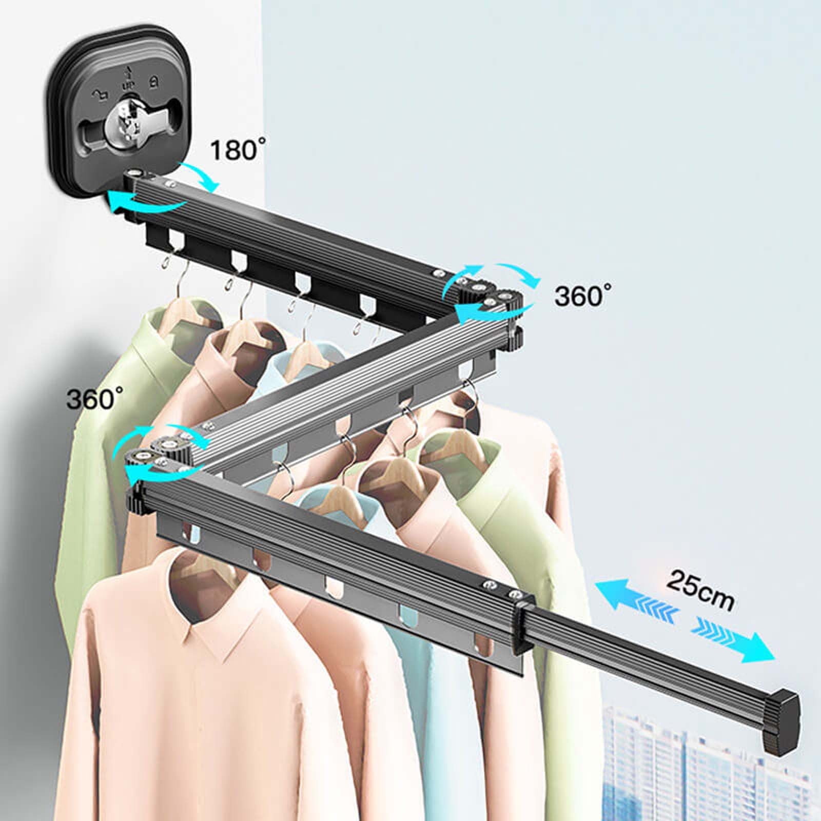 Suction Wall Mount Folding Clothes Drying Rack,Space Saving 360 ...