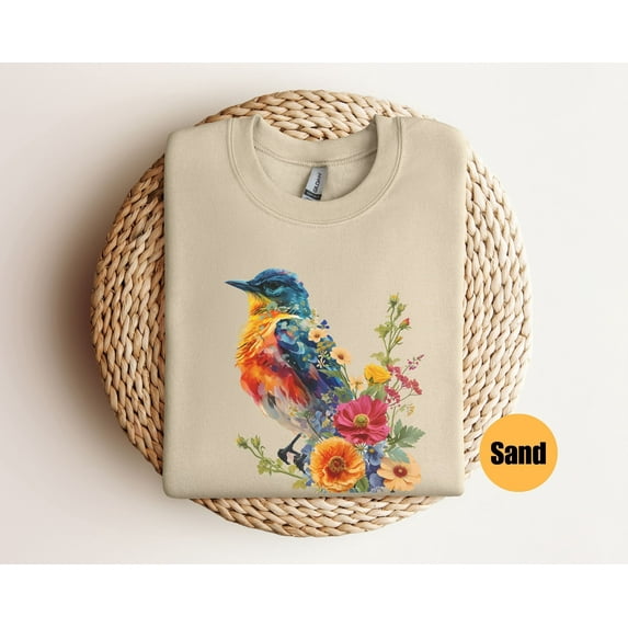 Sudadera con pájaro floral Regalos para amantes de las aves Suéter con ...