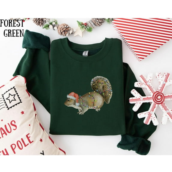 Sudadera navideña divertida, ardilla navideña, camiseta de ardilla ...