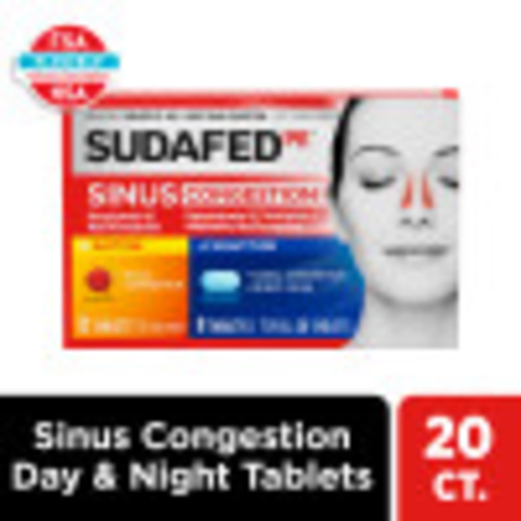 Sudafed PE Day + Night Maximum Strength Sinus Decongestant, 20 Ct ...