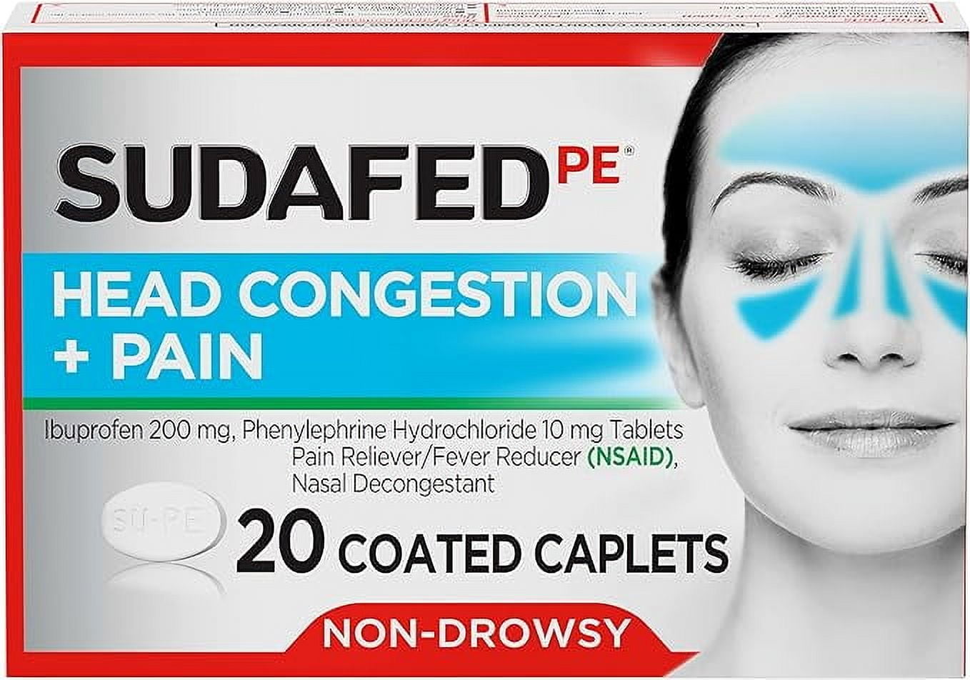 Sudafed PE Non-Drowsy Head Congestion + Pain Relief Caplets with ...