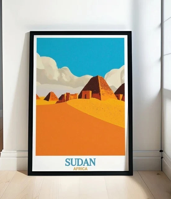 Sudan Travel Print Posters - Sudan Artwork And Meroã« Pyramids Posters ...