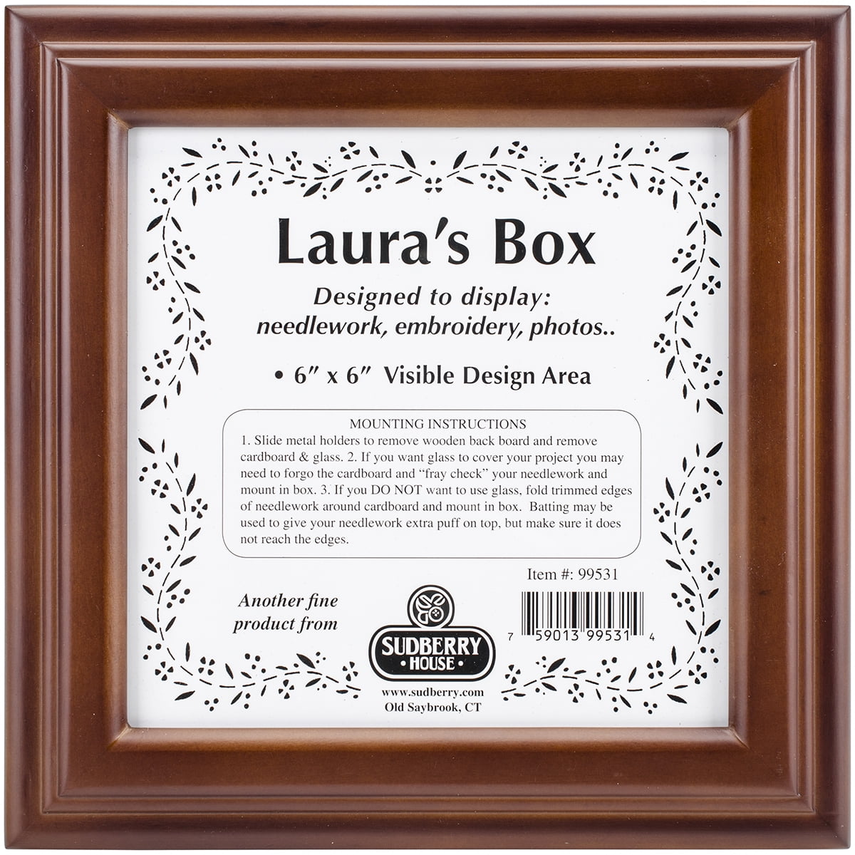Sudberry House Mahogany Laura's Square Box 8"X8"X2.75"-Design Area 6"X6 ...