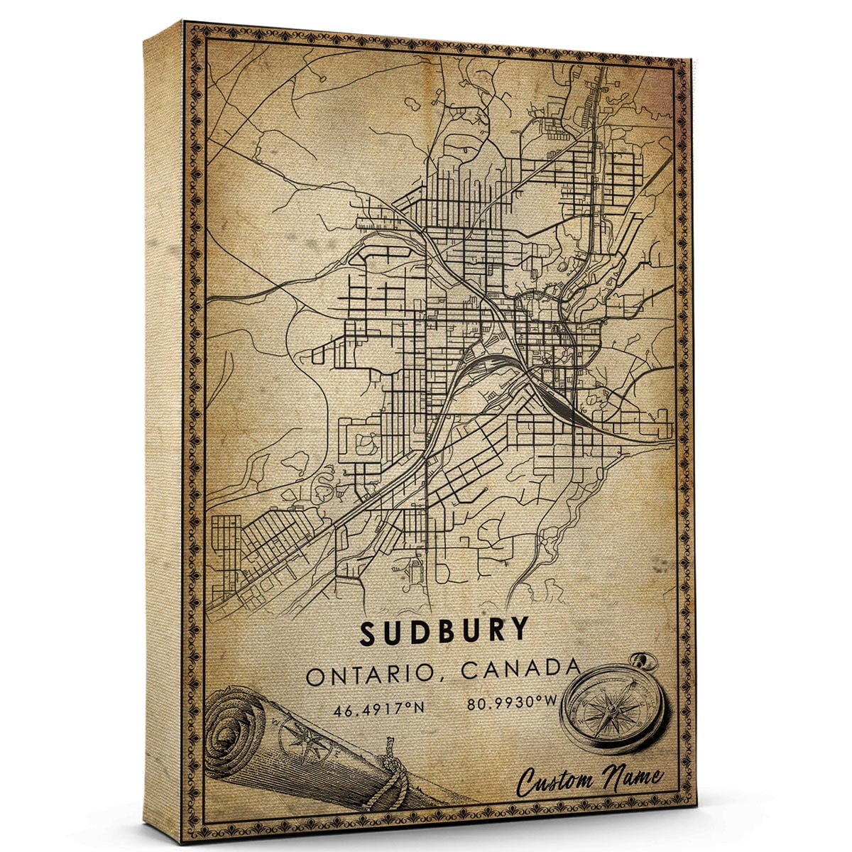 Sudbury Map Poster, Ontario Map Art Poster, Canvas, Sudbury Map City ...