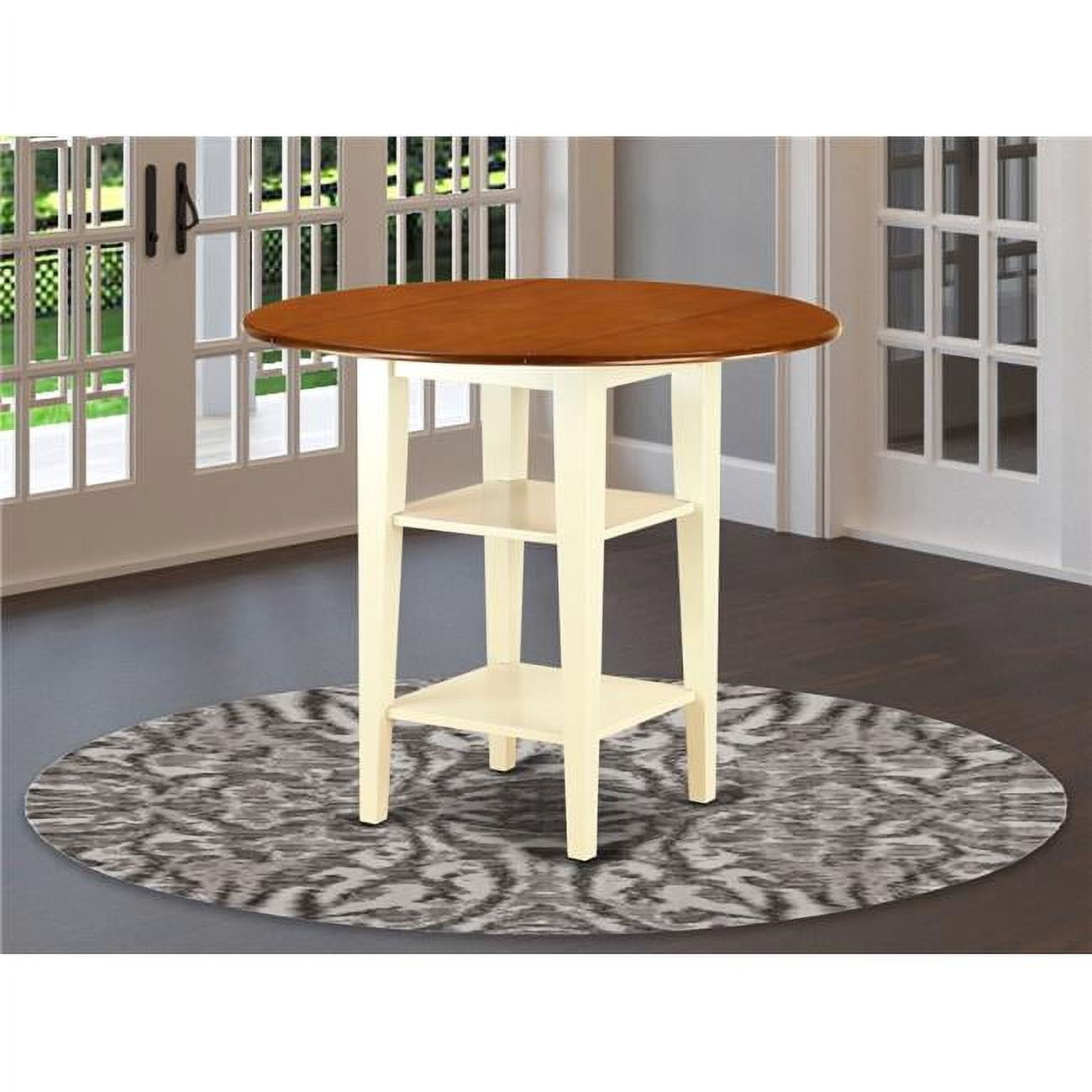 Sudbury Round Counter Height Table with Two Shelves - Buttermilk ...