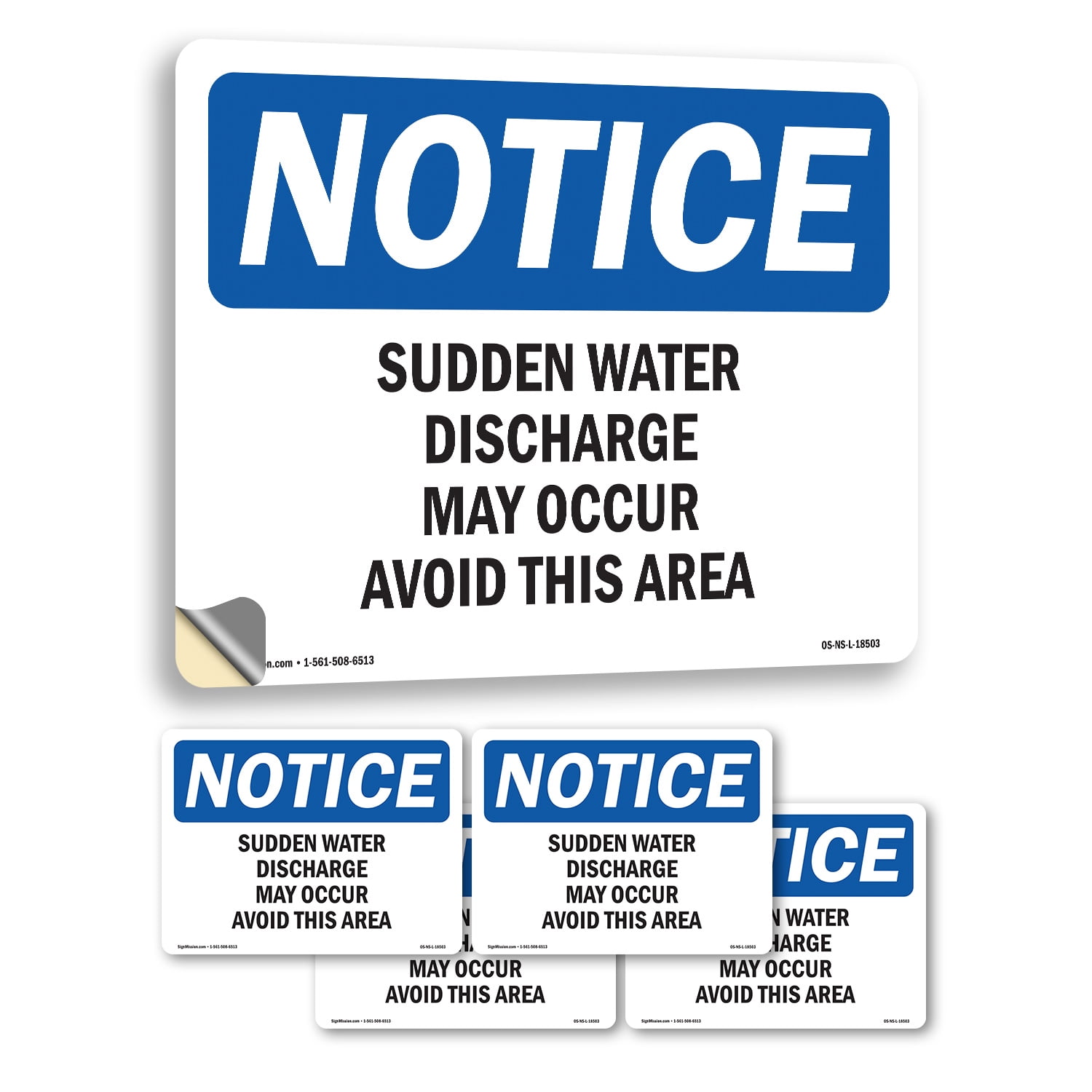 Sudden Water Discharge May Occur Avoid This Area OSHA Notice Vinyl ...