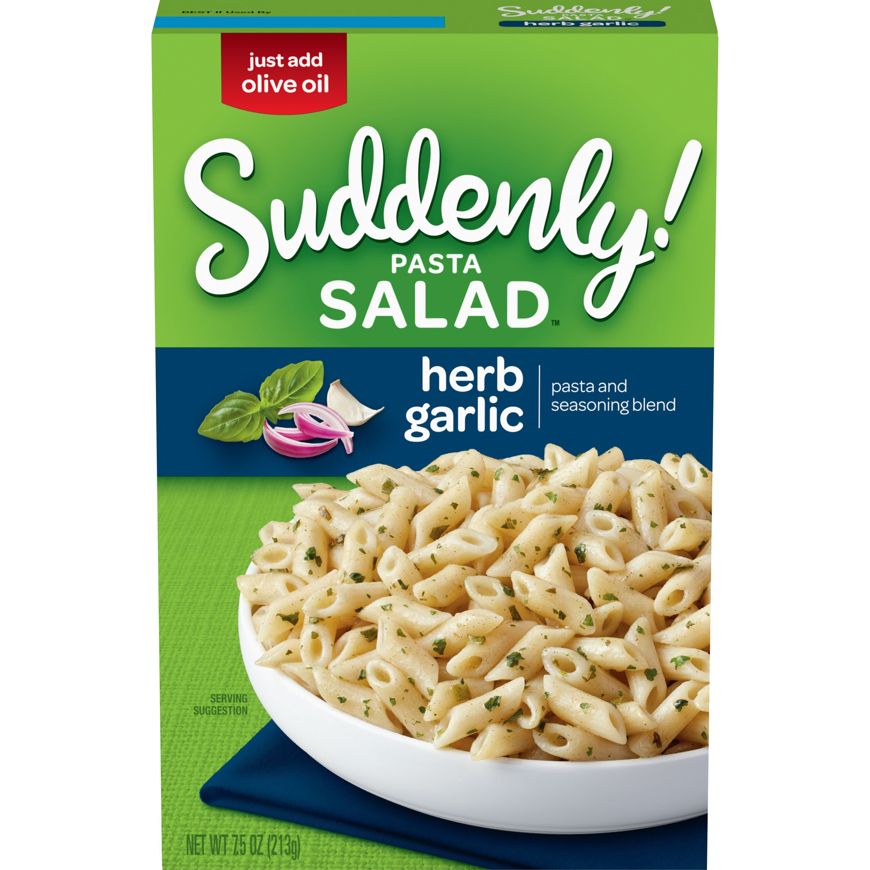 Suddenly Pasta Salad Herb Garlic with Seasoning Blend, 7.5 Oz Box ...