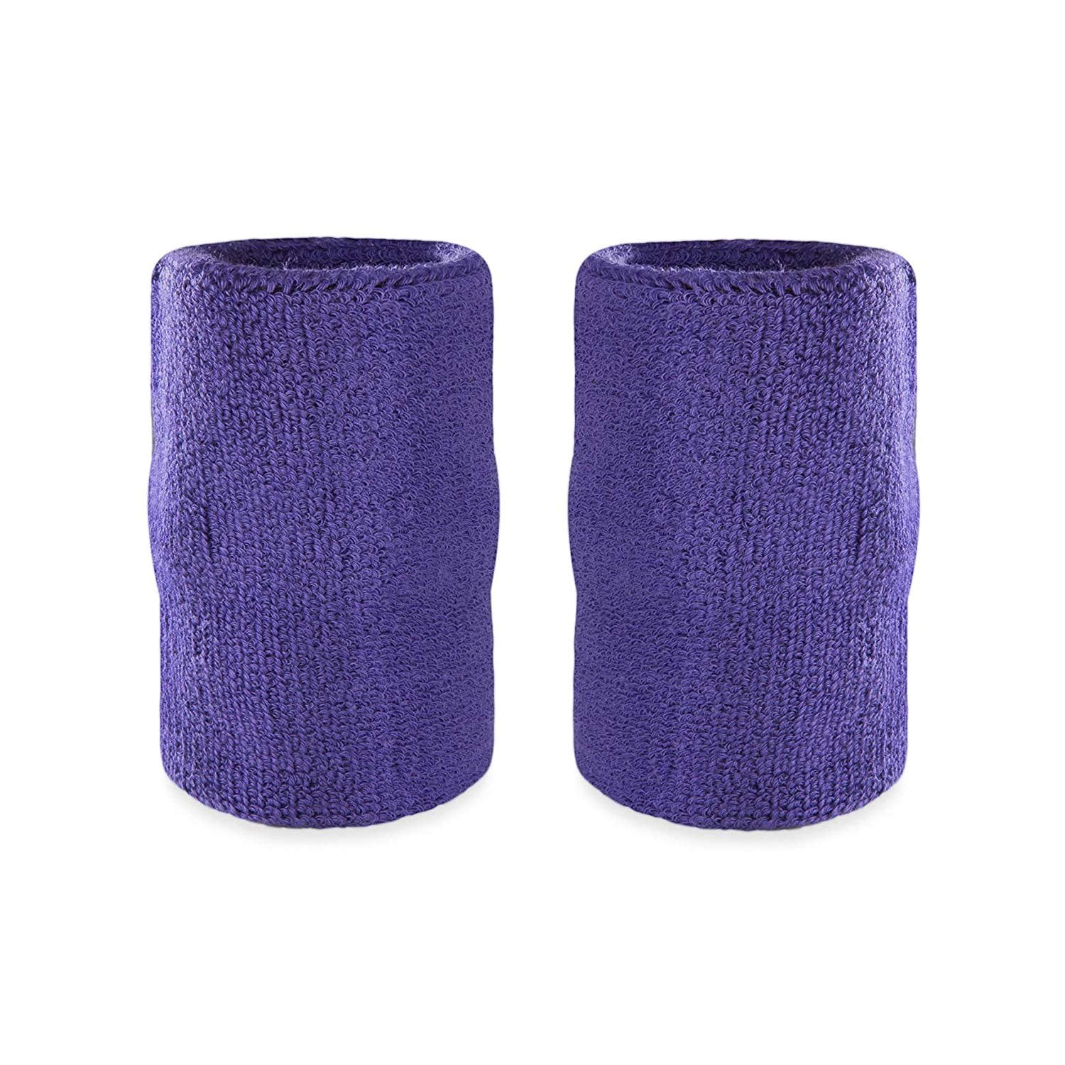 Suddora 6" Solid Color Cotton-Blend Doublewide Sweatbands Pair, Purple ...