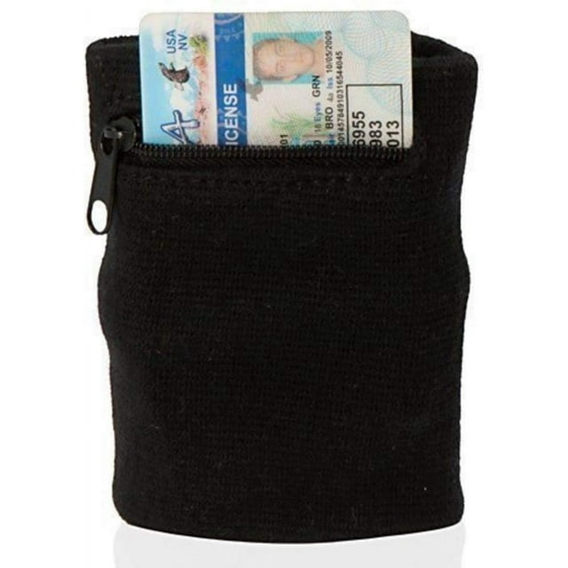Suddora Adult Solid Color Cotton-Blend Zipper Pouch Wristband, Black - Walmart.com