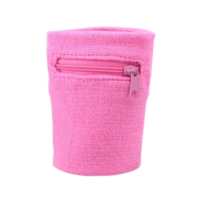 Suddora Adult Solid Color Cotton-Blend Zipper Pouch Wristband, Pink - Walmart.com