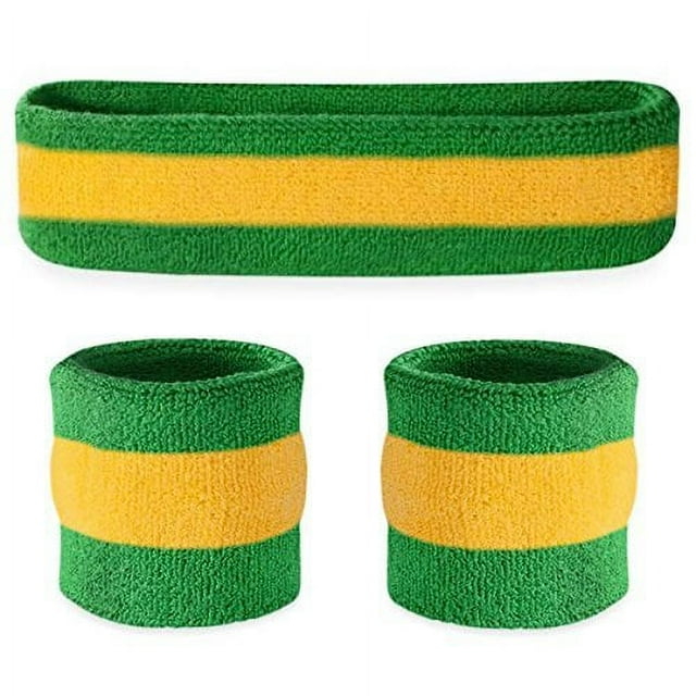 Suddora Cotton Terry Cloth Sweatband Set with 1 Headband and 2 ...