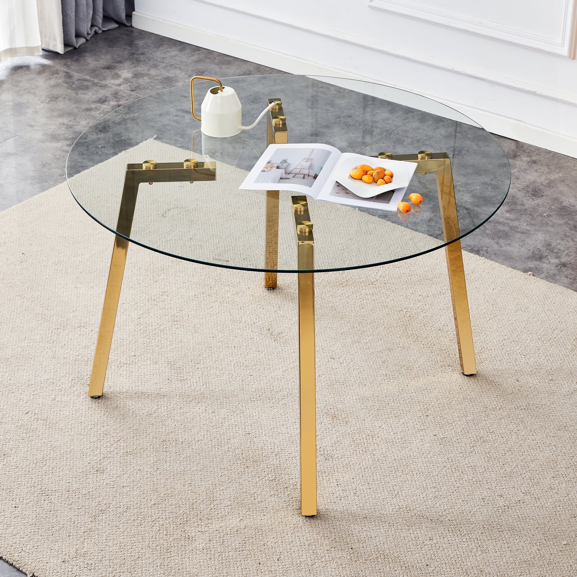 Sudica 47.3"Round Dining Table. Modern Minimalist Kitchen Table Glass ...