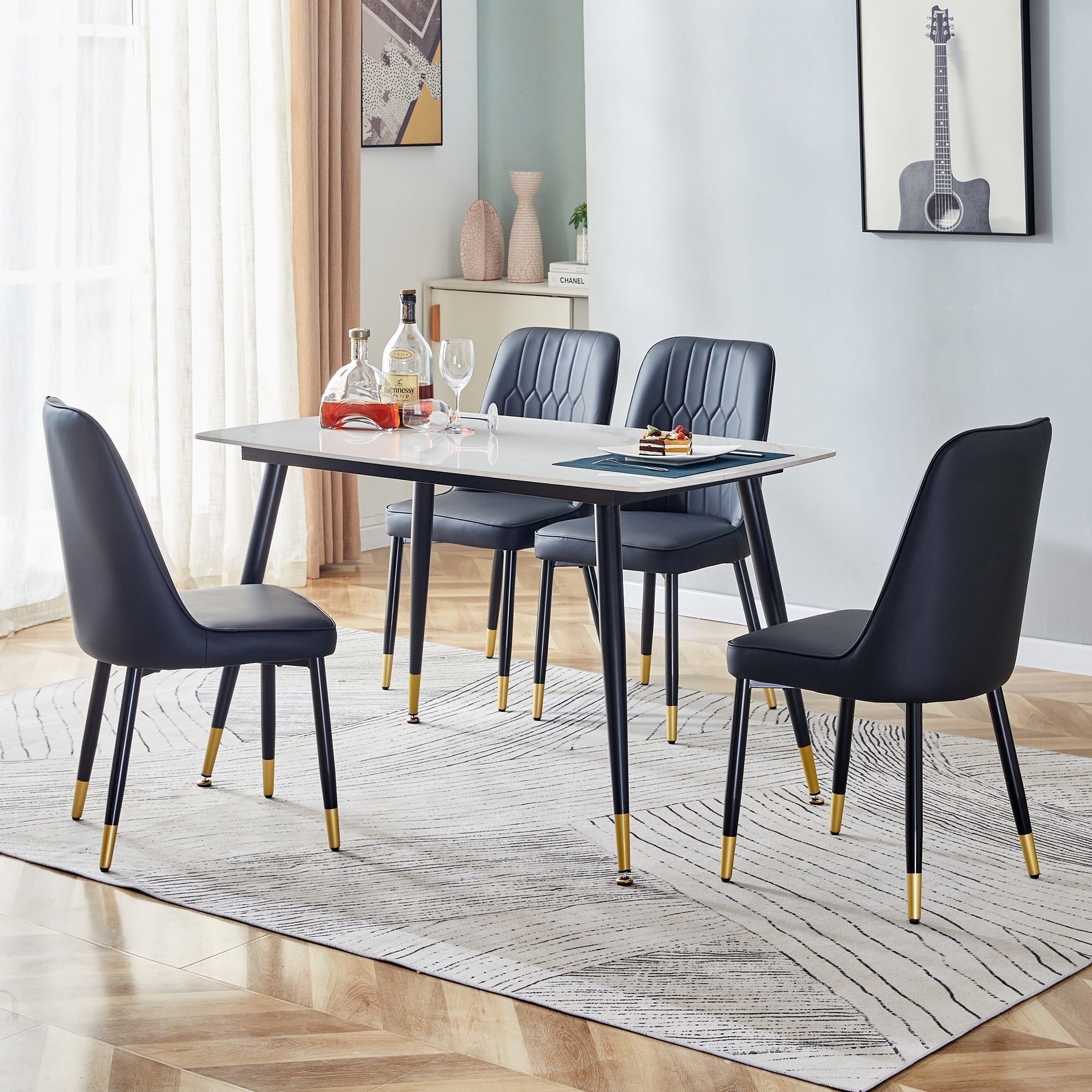 Sudica 5-Piece Compact Dining Table Set,White Dining Tabletop with 4 ...