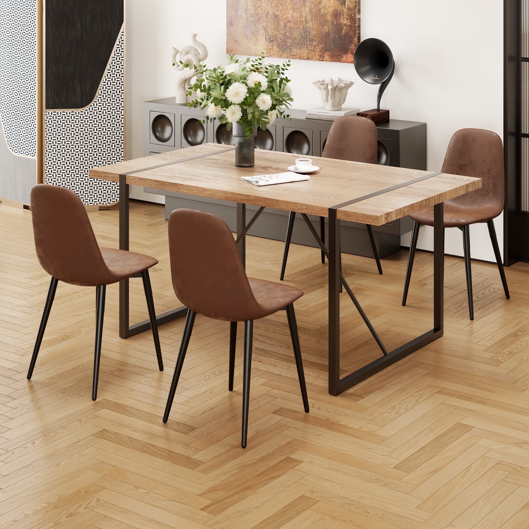 Sudica 5-Piece Rectangular Dining Set,Mid-Century Modern Table and 4 ...