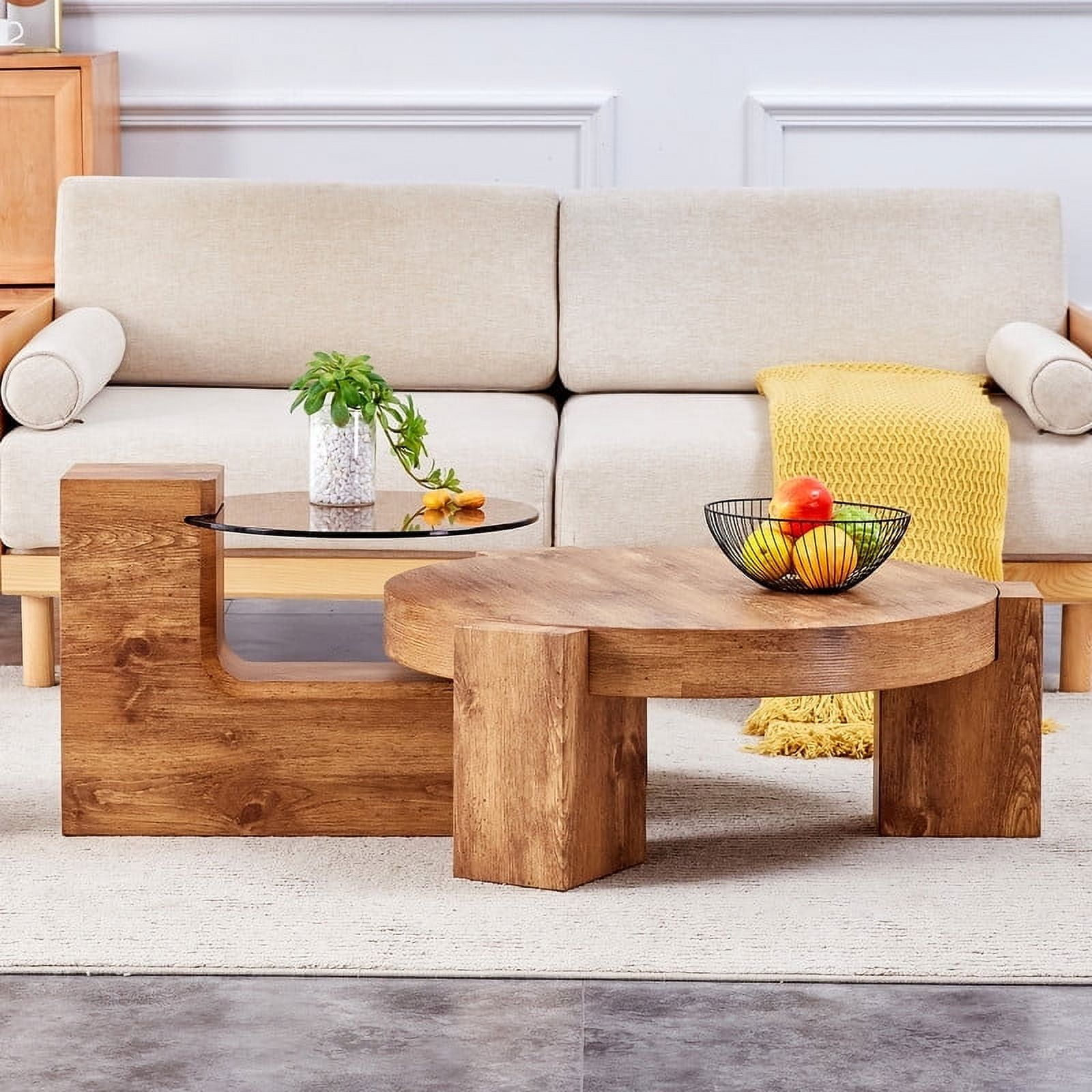 Sudica Detachable Double-decker Coffee Table,30" Round Tea Table with ...