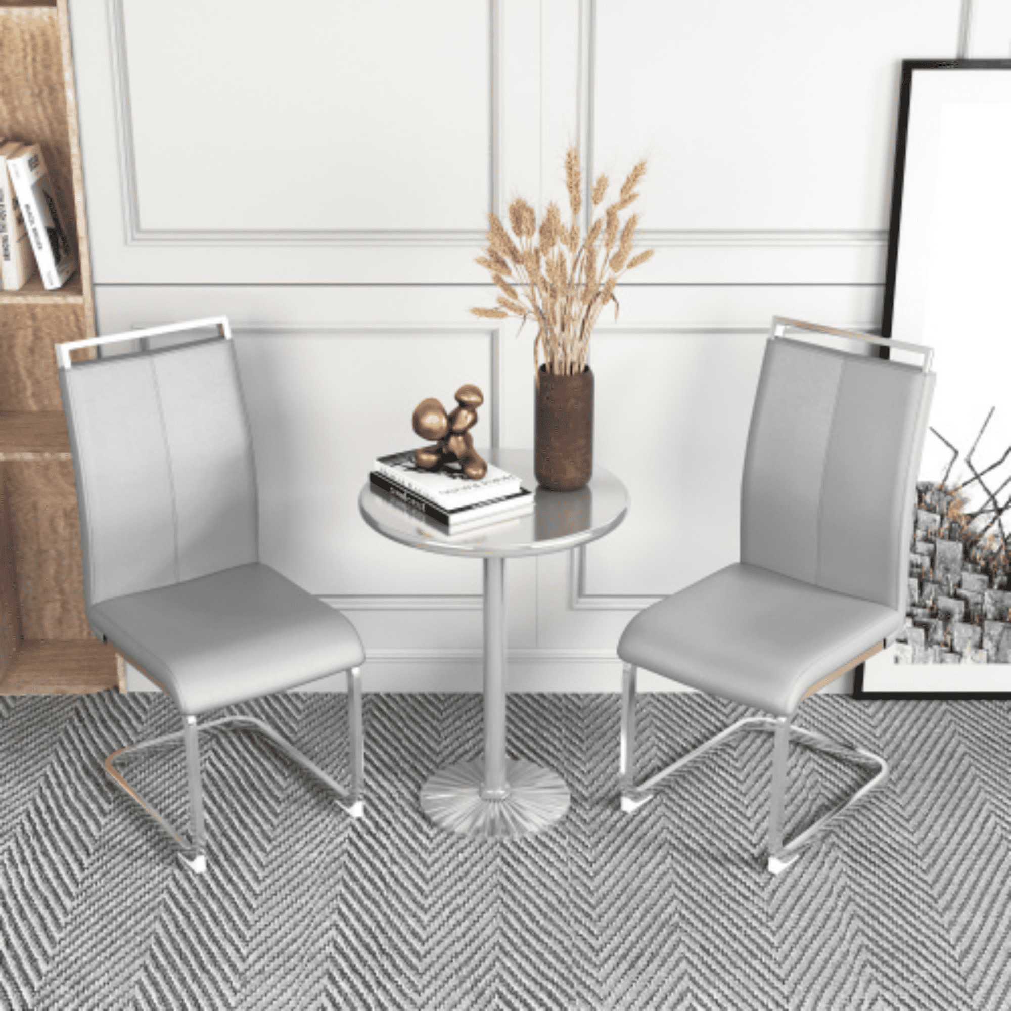 Sudica Dining Chairs Set of 2 Upholstered PU Leather Modern Kitchen ...