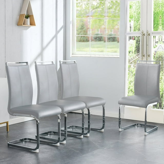 Sudica Dining Chairs Set of 4 Upholstered PU Leather Modern Kitchen ...