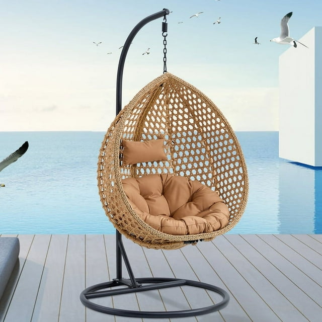 Sudica Indoor/Outdoor Egg Swing Chair with Stand, Soft Cushion, Rattan ...