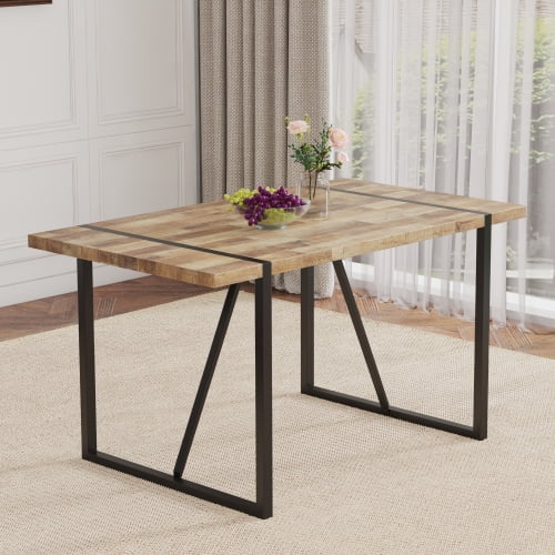 Sudica Rectangular Dining Table For 4-6 Person,51" Wood Color Tabletop ...