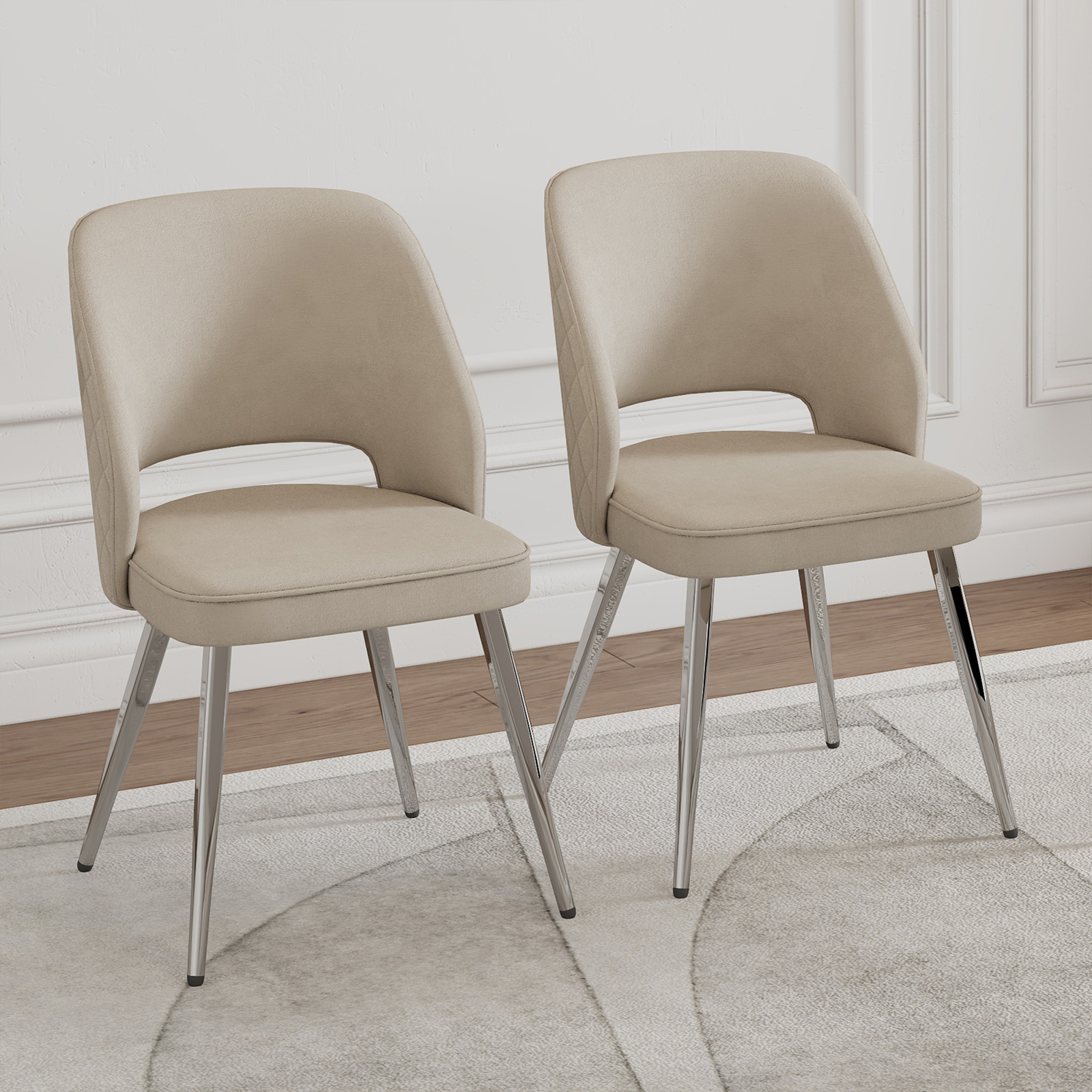 Zesthouse Mid-Century Modern Rattan Dining Chairs Set of 2, Velvet ...