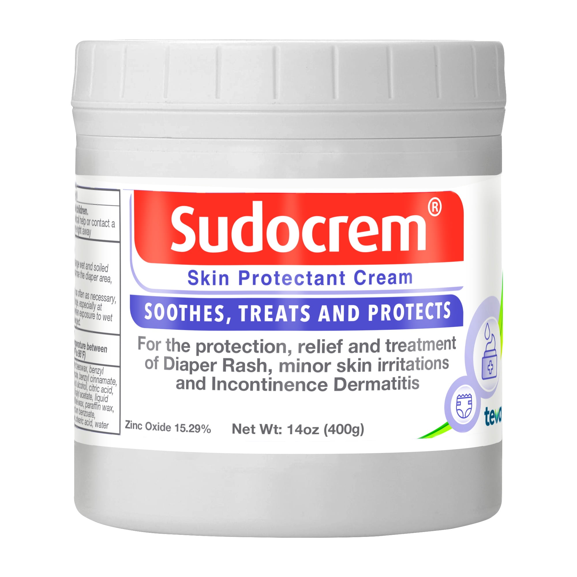 Sudocrem Diaper Rash Cream, Soothes, Treats, and Protects, 15.29% Zinc ...