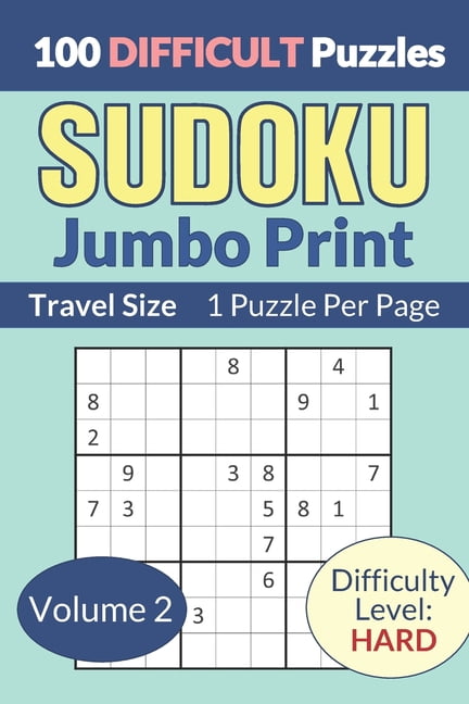 Sudoku: Difficult Level, Jumbo Print Sudoku Jumbo Print: Travel Size ...