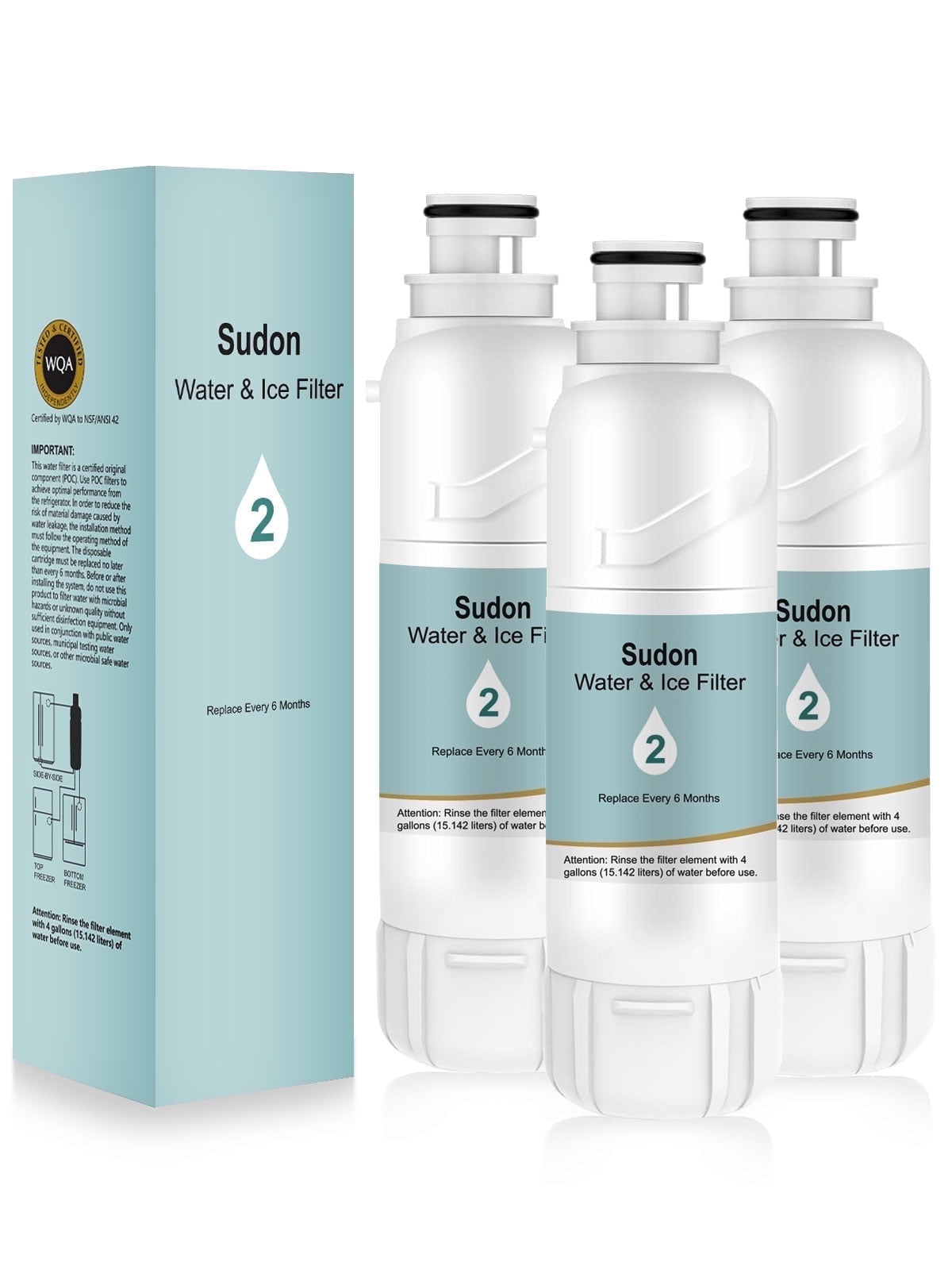 Sudon EDR2RXD1 Water Filter 2 Compatible with Whirlpool Refrigerator ...