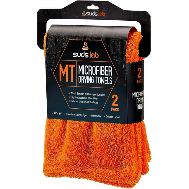 Suds Lab 2 Pack (18 x 24) Large Multi-Purpose Microfiber Drying Towels ...
