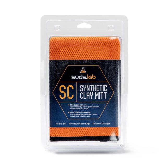 SudsLab SC Clay Mitt for Car Detailing - Remove Paint Overspray, Water Spots, Tree Sap, Rail ...