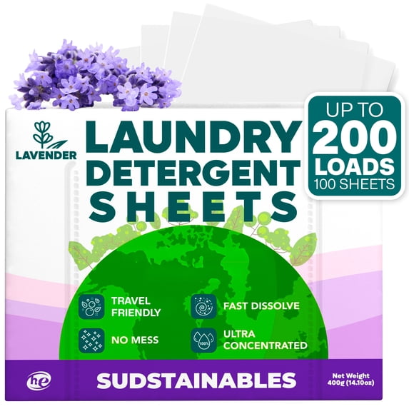 Sudstainables Laundry Detergent Sheets, Lavender Scent, 100 Sheets for ...