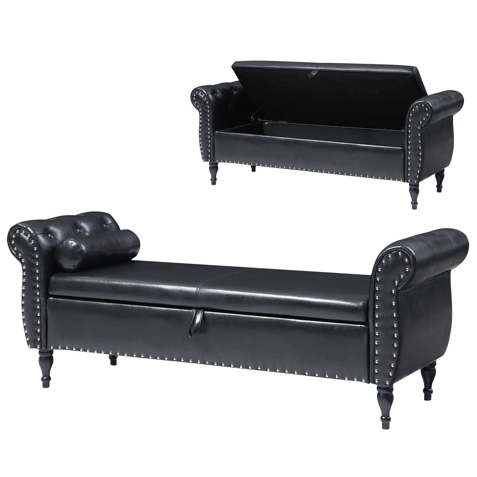 Sudwesto 63'' Storage Ottoman Bench, End of Bed Button Tufted Ottoman ...