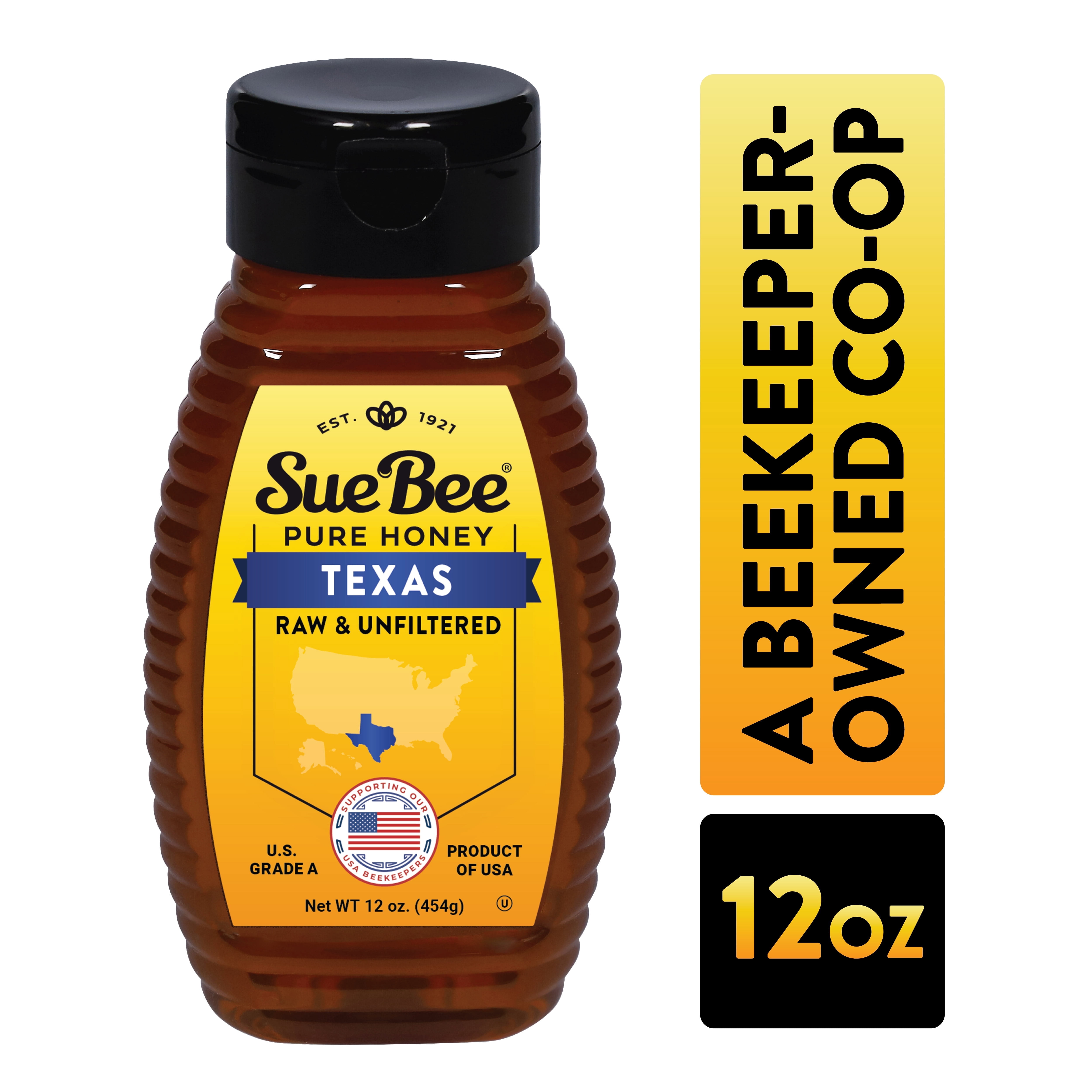 Sue Bee Local Honey, Raw & Unfiltered, Texas Region, 12 oz Bottle ...