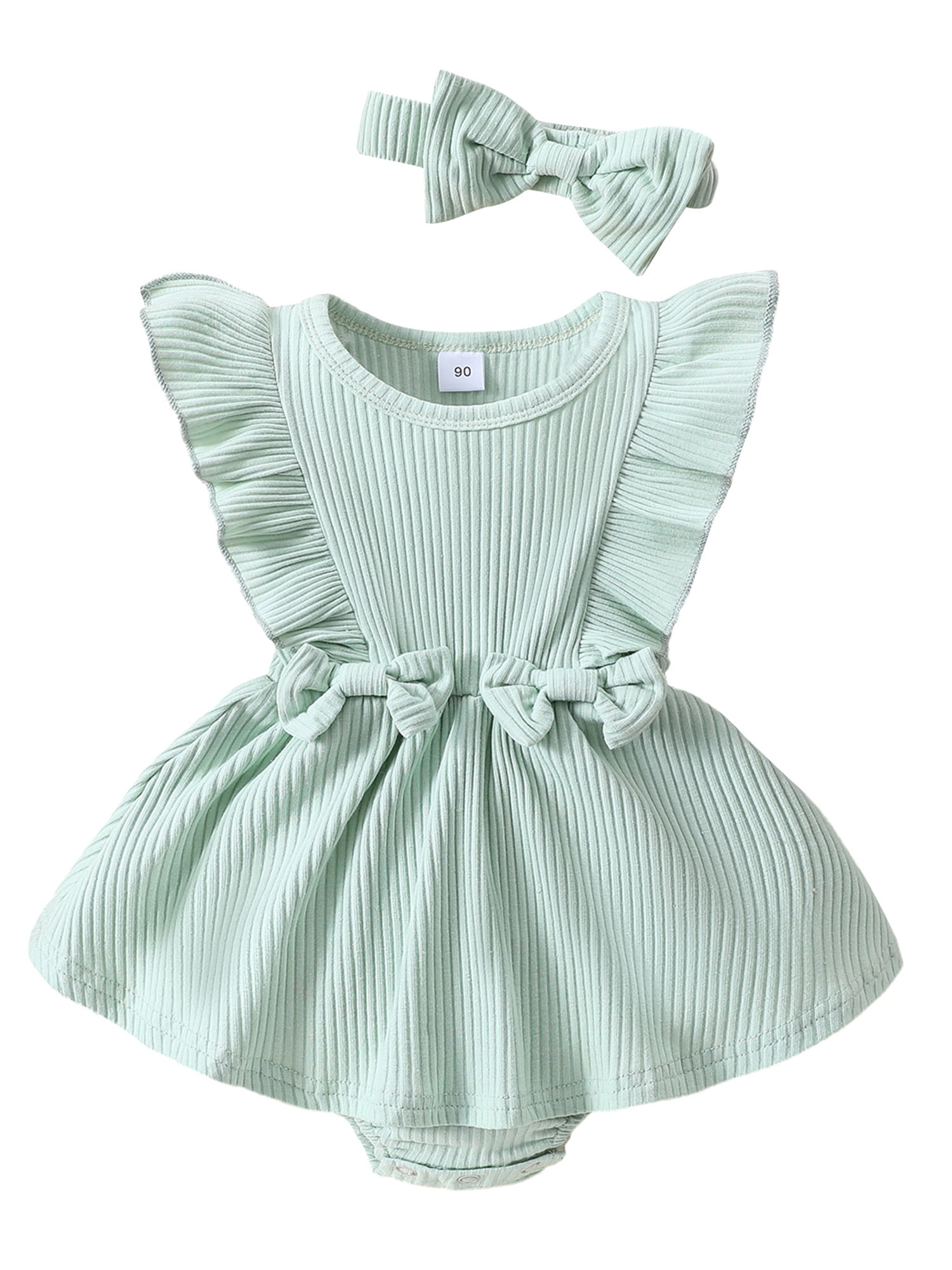 Suealasg 0-3 Months Newborn Baby Girl Birthday Outfits Ribbed Ruffled ...