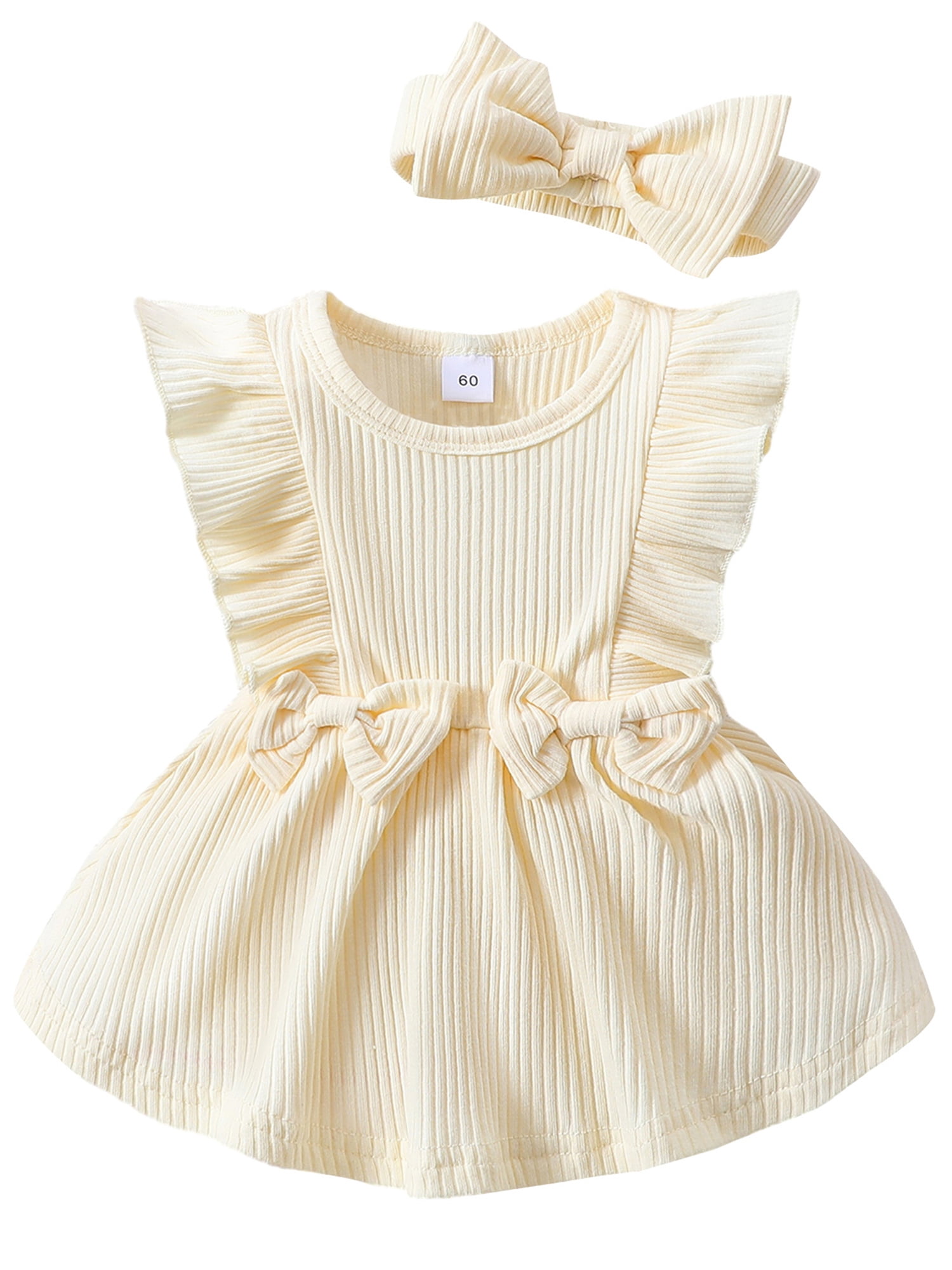 Suealasg 0-3 Months Newborn Baby Girl Birthday Outfits Ribbed Ruffled ...