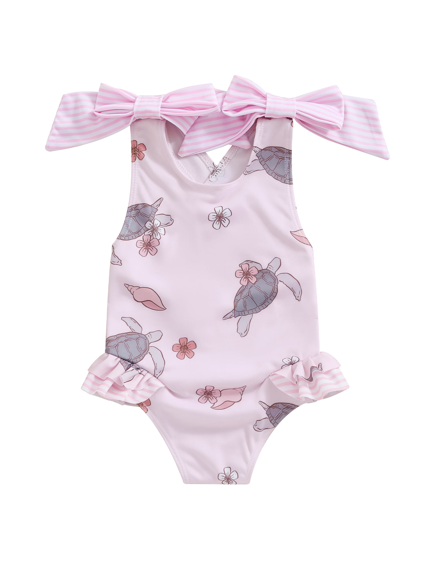 Suealasg 1-6 Years Kids Girls Romper Swimsuit Sleeveless Floral Turtle ...