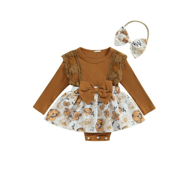 Suealasg 2Pcs Baby Girl Fall Clothes 3 6 12 18 Months Infant Girl Long Sleeve Floral Print ...