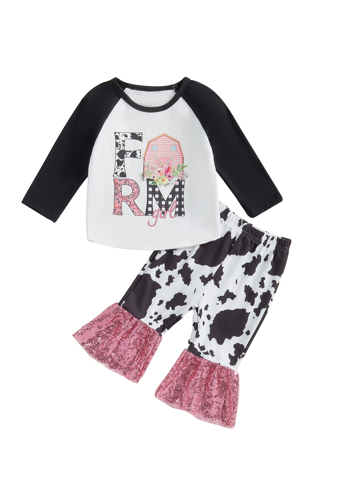 Suealasg 2Pcs Infant Girl Fall Winter Outfits Long Sleeve Letter Print ...