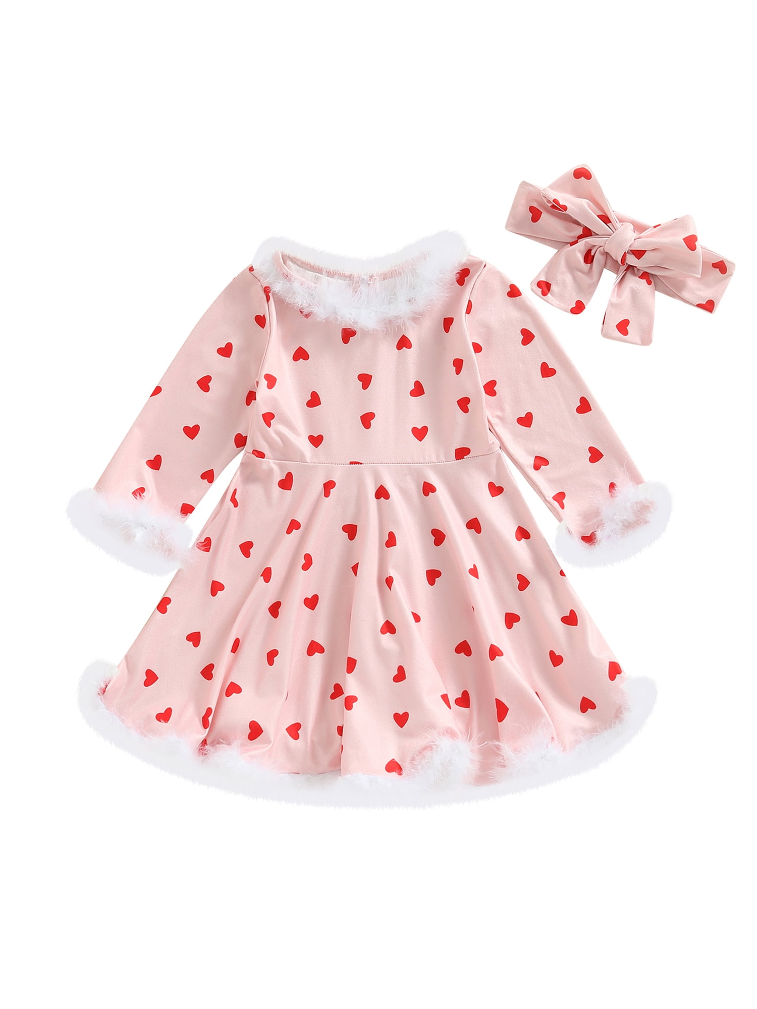 Suealasg 2pcs Little Girls Valentine's Day Princess Dress 1T 2T 3T 4T 5T Kids Long Sleeve Velvet ...