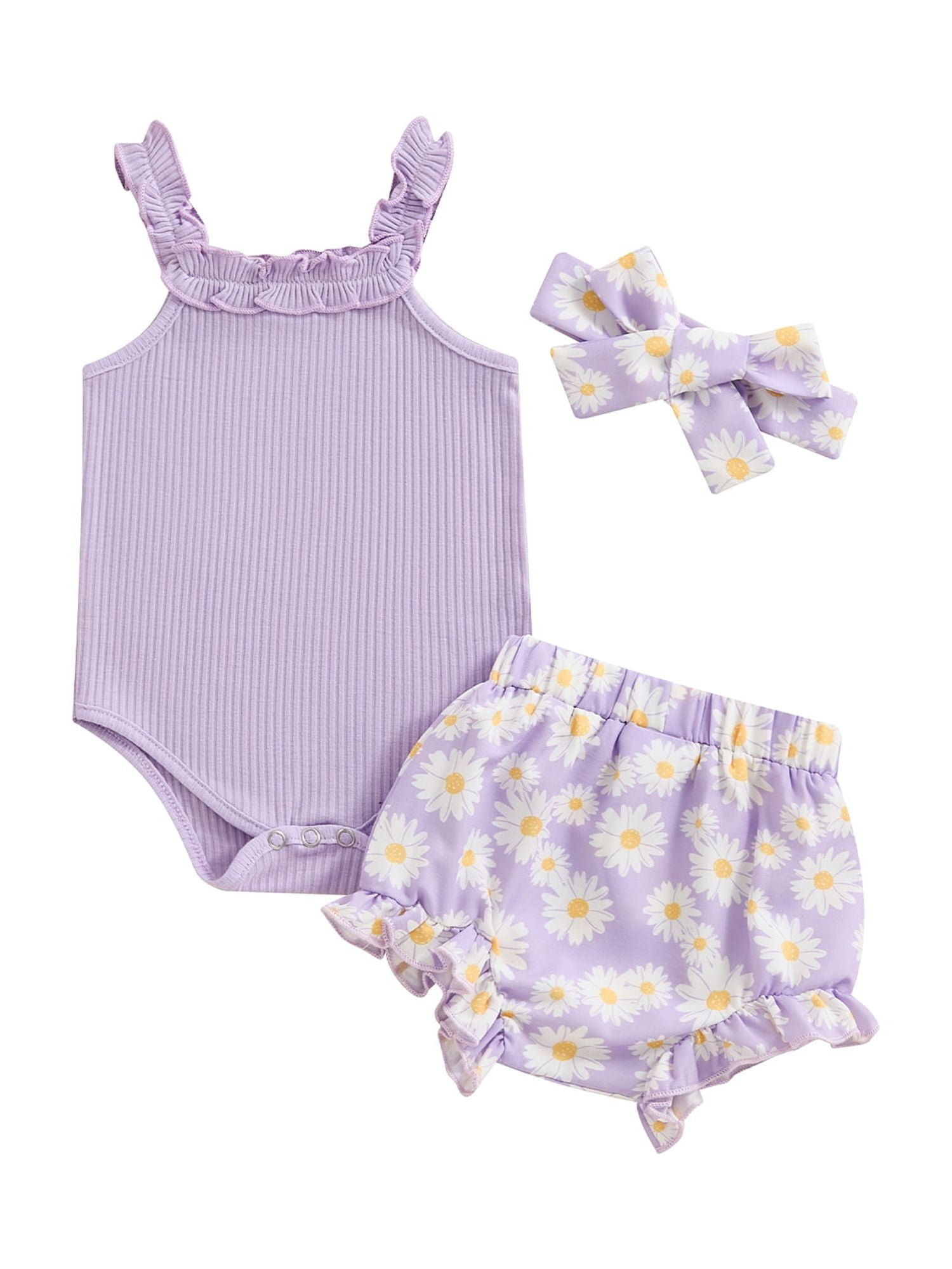 Suealasg 3 6 12 18 Months Baby Girls Clothes Sleeveless Ribbed Romper ...