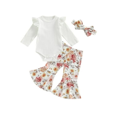 Suealasg 3Pcs Infant Baby Girls Fall Outfit 3 6 Months Newborn Girls Long Sleeve Letter Print ...