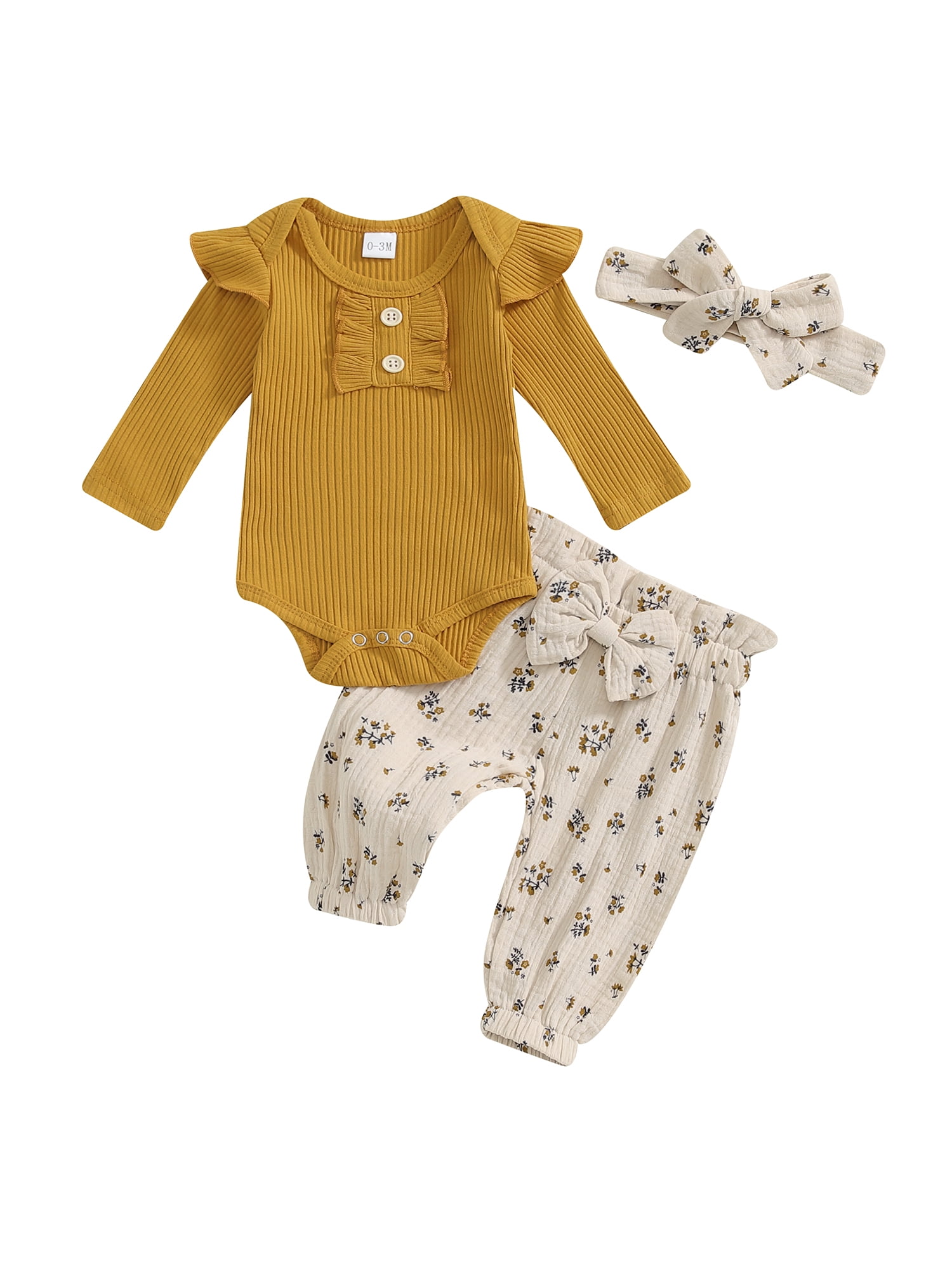 Suealasg 3Pcs Newborn Baby Girl Fall Outfits Clothes Set 3 6 12 18 ...